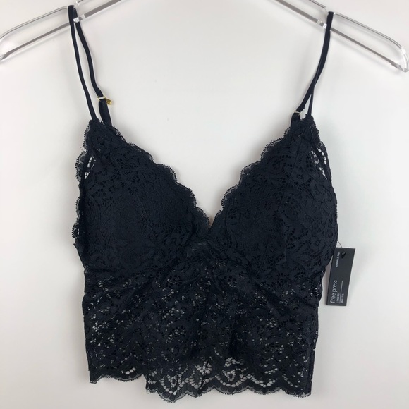 free press | Intimates & Sleepwear | Black Lace Bralette Bra Racerback ...